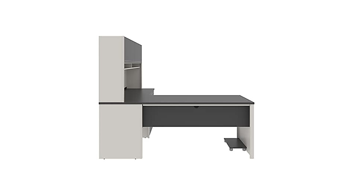 Bestar Connexion L-Shaped Desk with Hutch & File Cabinet