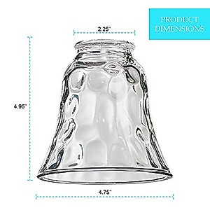 Ciata Lighting Traditional Bell Glass Shade Replacement Shade for Fan/Wall fixtures Shade Pack of 6 (Clear)