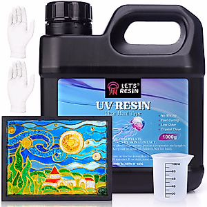 LET'S RESIN UV Resin, Upgraded 1,000g Crystal Clear UV Resin Hard, Low Odor Ultraviolet Epoxy Resin, UV Light Cure Solar Sunlight Activated Glue for Jewelry, Craft Decoration