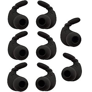 ALXCD Sports Earbud Stabilizers Fins Wing Tips Ear Tips Adapters Compatible with Most In-Ear Earbuds, Anti-Slip Silicon Sport Eartips, Compatible with SONY AKG Galaxy S9 S10 Earbuds etc. 4 Pairs Black