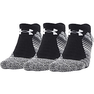 Under Armour Adult Elevated Performance No Show Socks, 3-Pairs , Black , Large