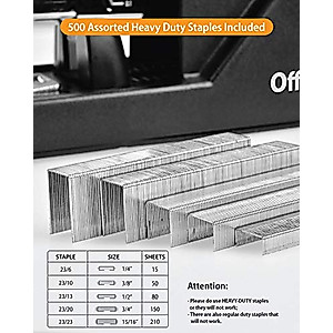 OFFICE1ST Heavy Duty Stapler, 210 Sheet High Capacity Industrial Office Stapler with 500 Staples and Staple Remover, Commercial Desk Stapler for 15 to 210 Sheets