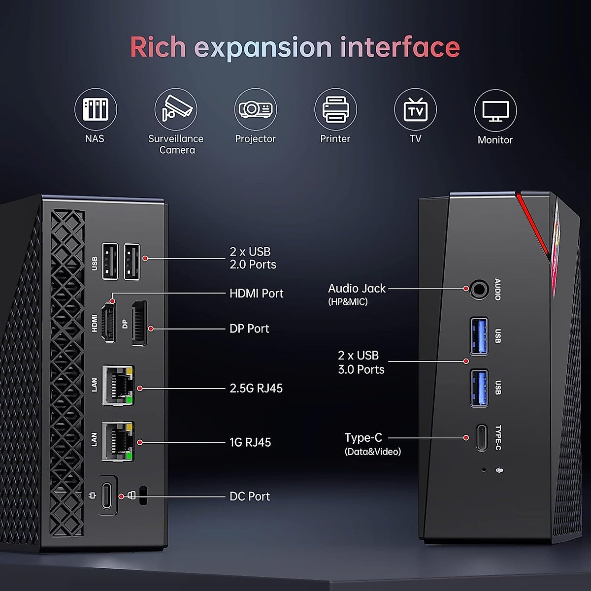 ACEMAGICIAN Dual LAN Mini PC,AMD Ryzen 7 5700U (8C/16T,up to 4.3Ghz) 16GB DDR4 512GB SSD, Mini Computers 4K@60Hz Triple Display Desktop Portable WiFi 6/Bluetooth 5.2