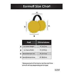 surell Rex Rabbit Fur Earmuffs with Adjustable Leather Band - Soft Earmuffs for Women (Black)