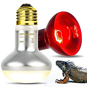 REPTIZOO 75W Reptile Heat Lamp Bulb, 2PCS Day & Night Basking Spot Light Combo Pack Includes Infrared Heat Lamp and UVA Daylight Heating Lamp Basking Light