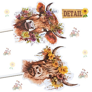 36Pcs Highland Cow Cupcake Toppers Highland Cow Birthday Decorations Highland Cow Party Supplies Highland Cow Cattle Cake Decorations for Farm Animal Birthday Party Baby Shower Supplies