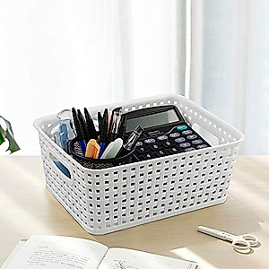 Farmoon White Plastic Basket, Small Storage Baskets, 6 Packs