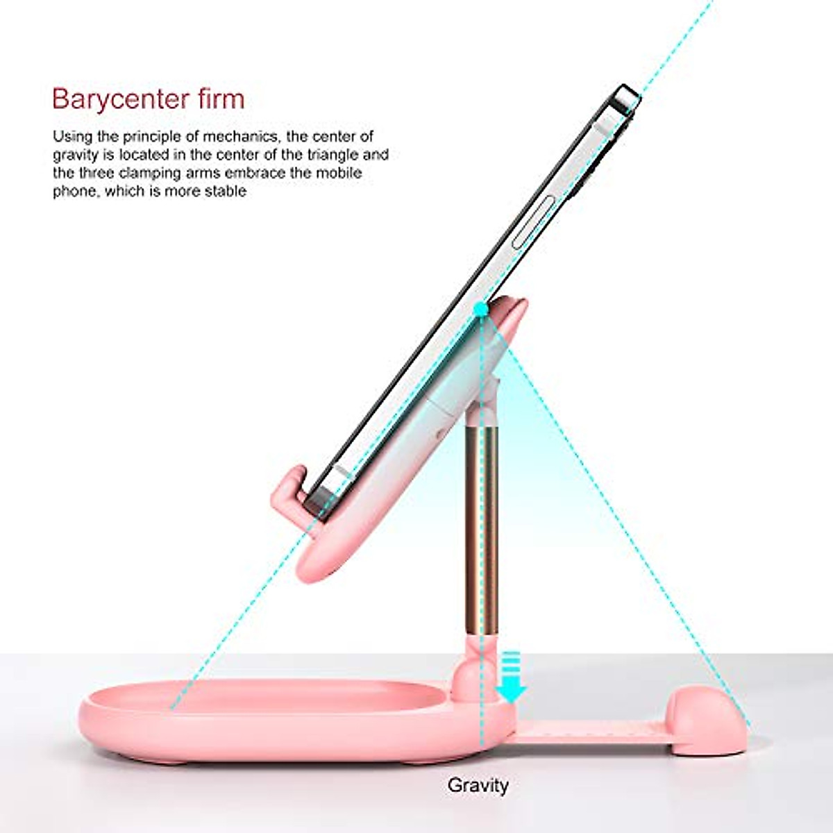 OATSBASF Cute Bear Phone Stand, Foldable Angle Height Adjustable Cell Phone Stand for Desk, Portable Universal Multifunction Phone Holder Stand, Compatible with iPhone, Switch, All Phones (Pink)