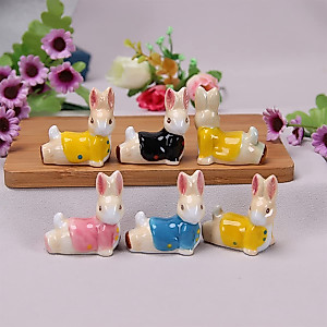WAIT FLY WAIT FLY Cute Animals Shape Chopsticks Rest Set Spoon Stand Rest Set for Knife Fork Holder-Rabbits-6 PCS