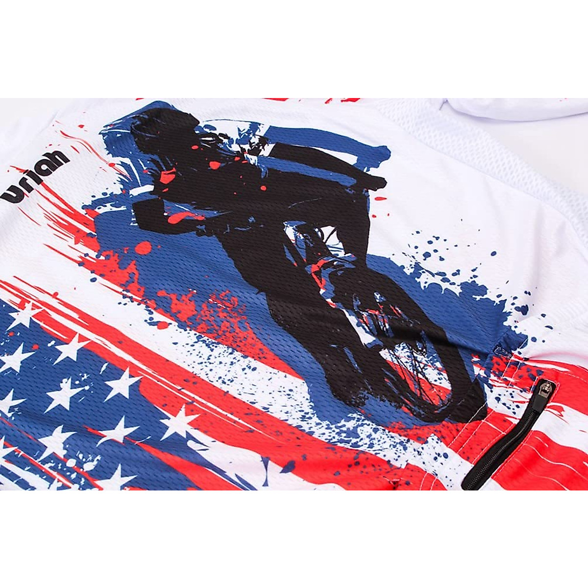 XUNQI Men's Cycling Jersey Long Sleeve Reflective with Rear Zippered Bag American Cycling Team Size M