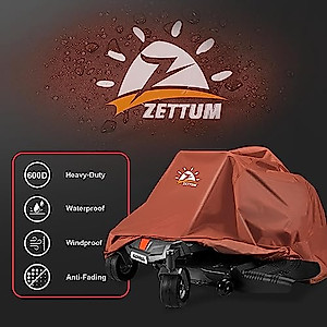 Zettum Zero Turn Mower Cover - Zero-Turn Lawn Mower Cover Waterproof & Heavy Duty, 600D Outdoor Universal Fit Mower Cover with Storage Bag for Greenworks, EGO, Craftsman, Husqvarna, Honda and More