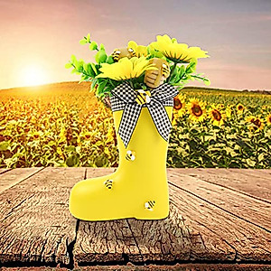 Bee Resin Boot Decor Bumble Bee Tiered Tray Arrangement Honey Dippers Sunflower Spring Summer Yellow Farmhouse Display