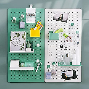 metalart Metal Pegboard Wall Organizer Panels, Organizer Board with 3 Installation Ways, Peg Board Wall Mount for Wall Organizer, Crafts Organization, Workbench, Home, Office (White)