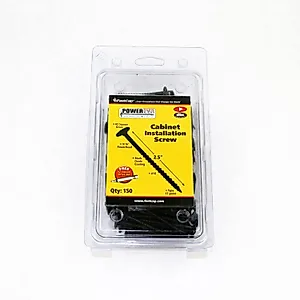 FastCap PowerHead Wood Screws with Large Flat Head - Self-Tapping Point - 2.5", #2 Square Drive, Black Oxide Finish, 150-Pack - 09966