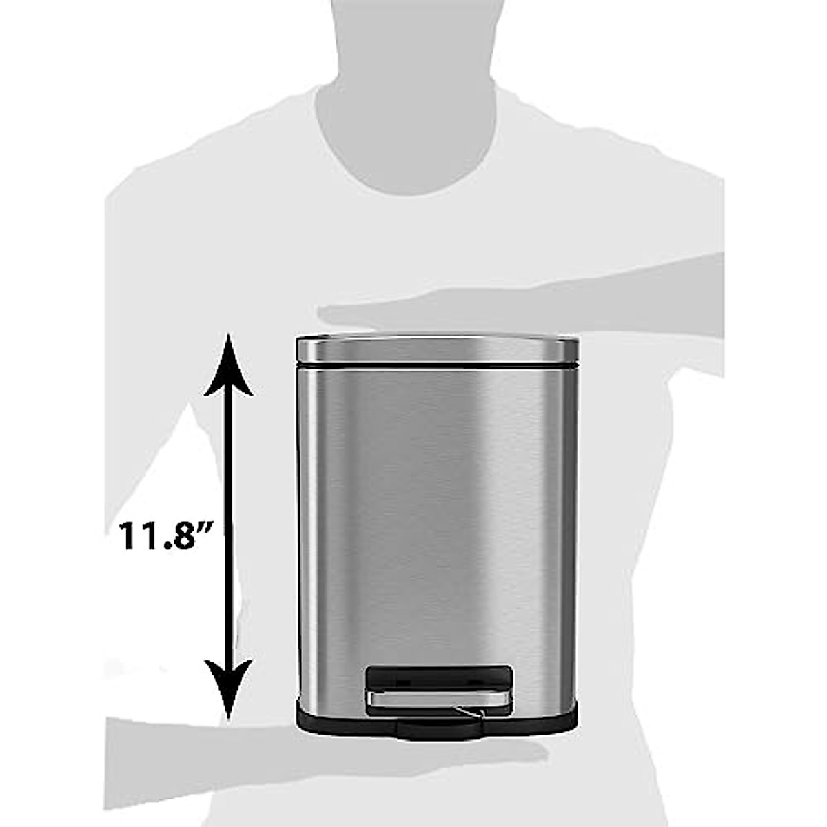 iTouchless SoftStep 1.32 Gallon Small Bathroom Stainless Steel Step Trash Can, 5 Liter Pedal Bin, Removable Inner Bucket, Soft and Silent Open and Close