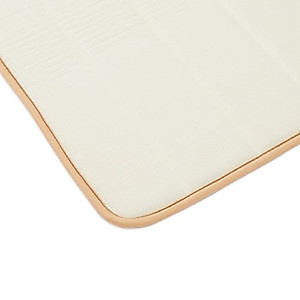 Spotgrowth Non-Slip Memory Foam Bath Mat for Bathroom Rugs 24 x36 Inches Super Cozy Soft Non-Slip Coral Velvet Striped Bathroom Mat and Machine Washable,Beige