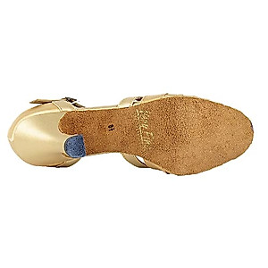 Very Fine Ladies Ballroom Dance Shoes Classic 2707-3" Heel and one Pair of Heel Protectors (Light Brown Satin & Light Gold, Numeric_6)