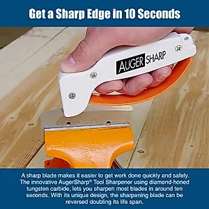AccuSharp AugerSharp & Ice Auger Tool Sharpener, Diamond-Honed Tungsten Carbide Blade, Quickly Sharpens, Restores, Repairs & Hones Dull Ice Fishing Tool Blades