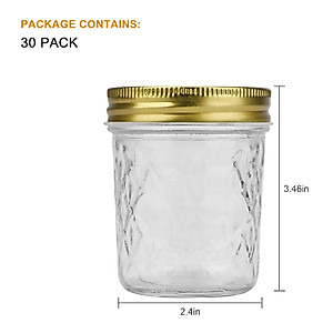 6 oz Glass Jars With Regular Lids,Mini Wide Mouth Mason Jars,Storage Jars Clear Small Canning Jars With Gold Lids,Canning Jars For Honey,Herbs,Jam,Jelly,Baby Foods,Wedding Favor,Shower Favors 30Pack …