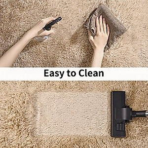 Ailyei Soft Runner Rugs for Bedroom Hallways, 2x6 Beige Fluffy Shag Throw Area Rug Non Slip for Bedside Dorm, Long Shaggy Furry Carpet for Nursery Living Room