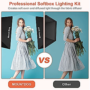 MOUNTDOG Softbox Photography Lighting Kit Softbox Light Photography Studio Lights 2X20 X28 E27 95W 5500K Soft Box Light Professional Photo Equipment for Photoshoot Video Recording Portraits Shooting