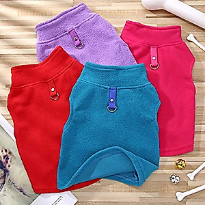 Dog Fleece Vest 4 Pieces Dog Cold Weather Pullover Dog Cozy Jacket Winter Dog Clothes Pet Sweater Vest with Leash Ring for Small Dogs
