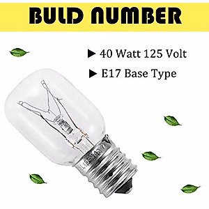 Light Bulb for Whirlpool Microwave - Microwave Light Bulb Fits for Whirlpool Maytag GE Amana Over The Range Hood Microwave, Dimmable with 125V 40W E17 Base, Kitchen Night Light, Repalce 8206232A (2)