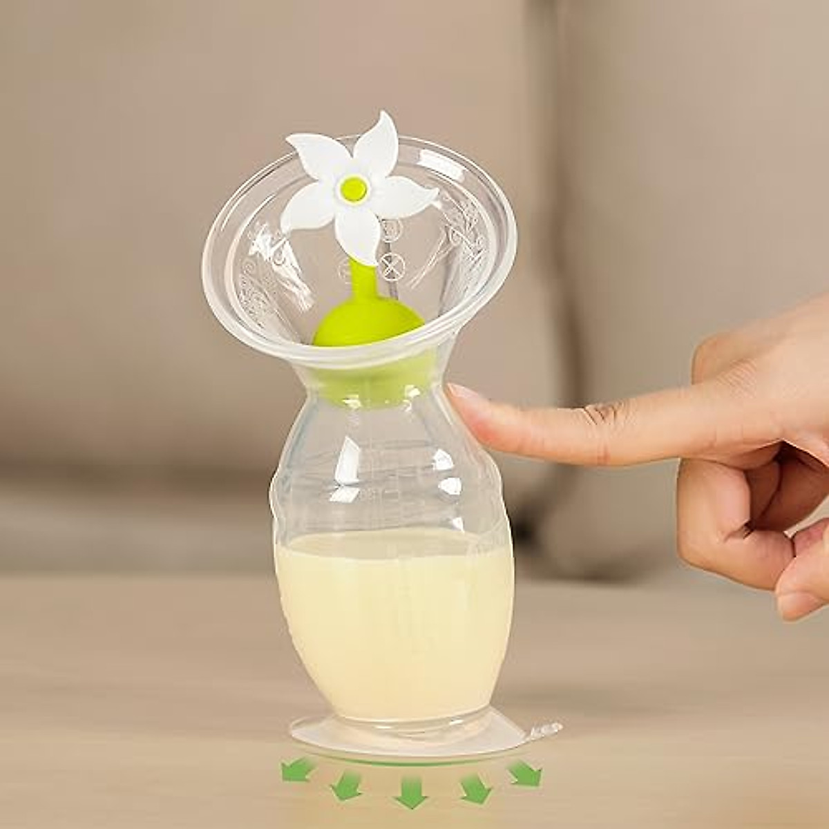 Haakaa Manual Breast Pump Silicone Breast Pump Milk Saver Milk Pump with Suction Base and Flower Stopper 100% Food Grade Silicone BPA Free (5oz/150ml) (White)