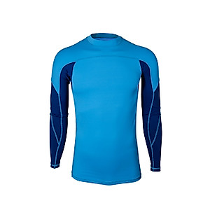 ALLEZ Men's Rash Guard Swim Shirts UPF 50+ UV Sun Protection Long Sleeve Shirts Lightweight Quick Dry Surf Fishing Shirts for Men (Blue&Navy,M)