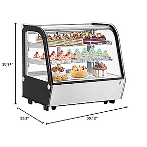 Acekool 4.2 Cu.Ft Commercial Countertop Refrigerator - Display Case w/Led Lighting, Auto Defrost, Air-Cooling, Rear Sliding Door for Cafe Restaurant, Countertop/Floor Refrigerator