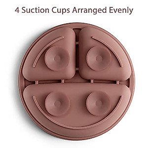 VITEVER Suction Plate with Lid for Toddler, Baby & Kid, 100% Food-Grade Silicone, Divided Design, Microwave & Dishwasher Safe - Cloudy Mauve