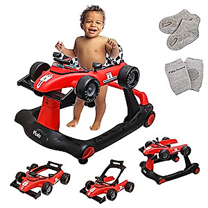 NALO 4-in-1 Baby Walker, Foldable Activity Walker 3 Adjustable Height & Speed, Comfy Padded Seat, Lights & Music, Fun Toddler Push Car, Walker with Wheels, Baby Standing Toy for Boys Girls 6-36 Month