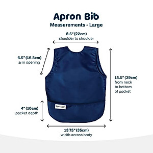 Tiny Twinkle Mess-Proof Apron Toddler Bibs w/Tug-Proof Closure, Baby Food Bibs, 2 Pack (Sage Charcoal, Small 6-24 Months)