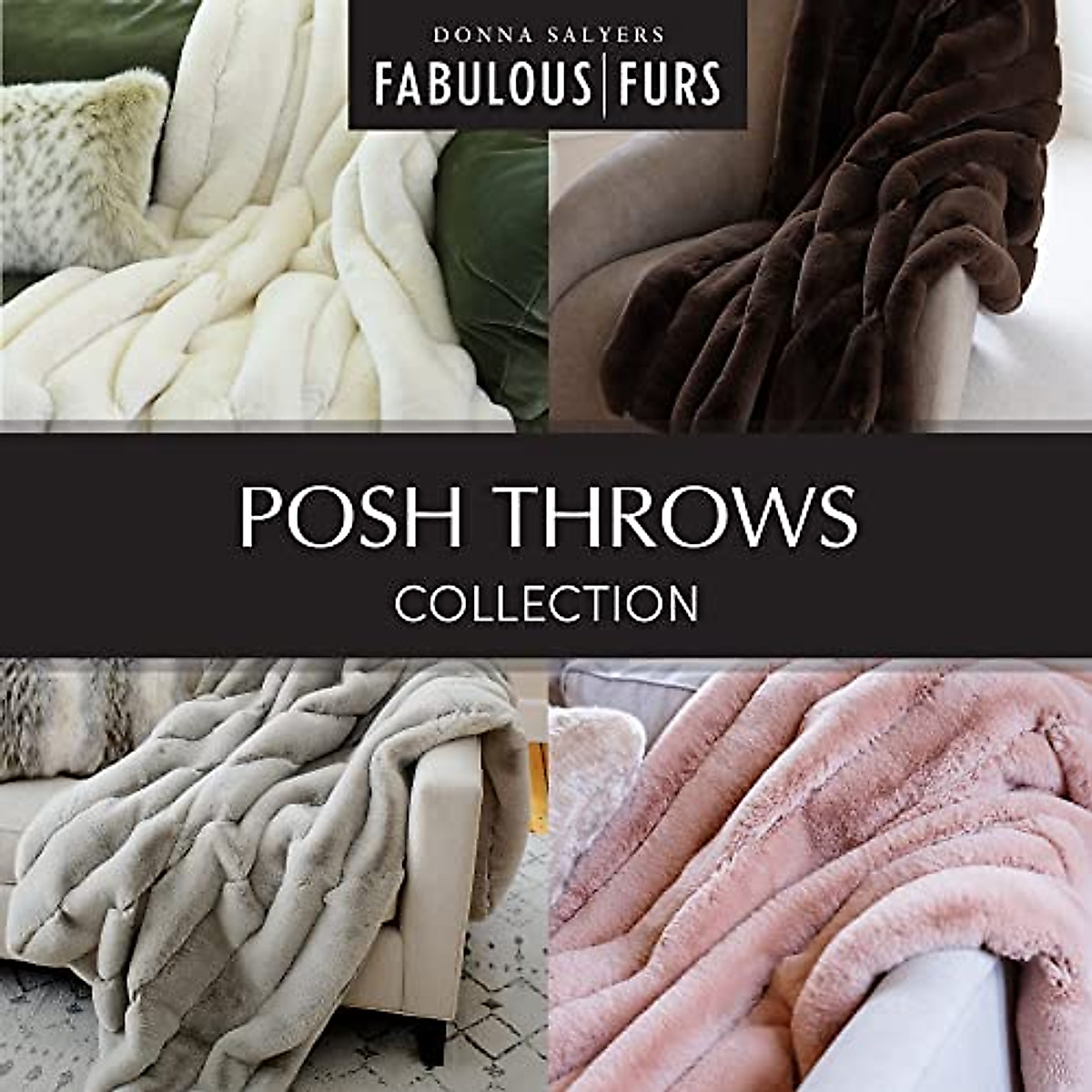 Fabulous-Furs Donna Salyers Posh Faux-Fur Throw Blanket, Vegan Mink Blanket, 60x72 in, Dove