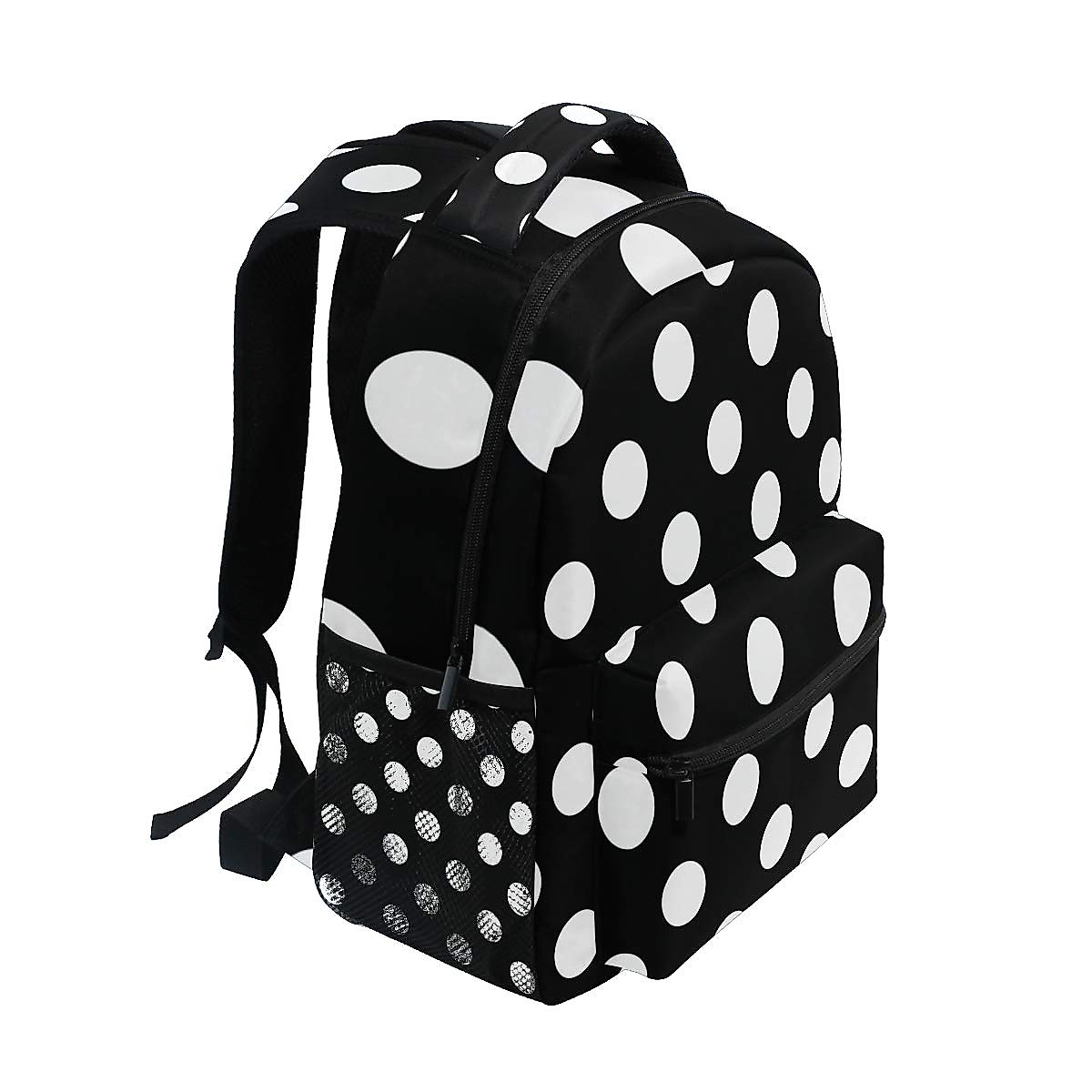 ALAZA Black White Polka Dot Backpack Daypack College School Travel Shoulder Bag