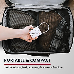 SABRE 110dB Door Handle Alarm, Extremely Loud Wireless Alarm Audible Up To 680 Ft Away, Hangs Off Door Knob or Handle, Vibration-Triggered Home Security Alarm, 3 Adjustable Settings, Great for Travel