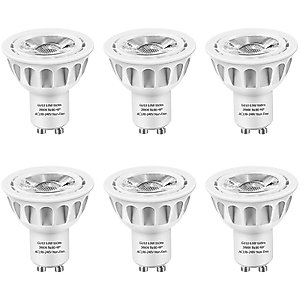 SZGMJIA GU10 LED Bulbs, LEDMEI 6 Pack GU10 Led Light Bulbs, 50W Halogen Bulb Equivalent, 120 Volt, 6.5W 550lm, 3000K Warm White, 40° Beam Angle Spotlight, UL Listed, Non-Dimmable