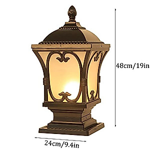 MODEBHD Square Continental Waterproof Table Lamp Column Lamp Glass Courtyard Gate Lights Bollard Lamp Street Post Light Garden Villa Outdoor Lights E27 Decoration Lighting Landscape Lantern Pillar Lig
