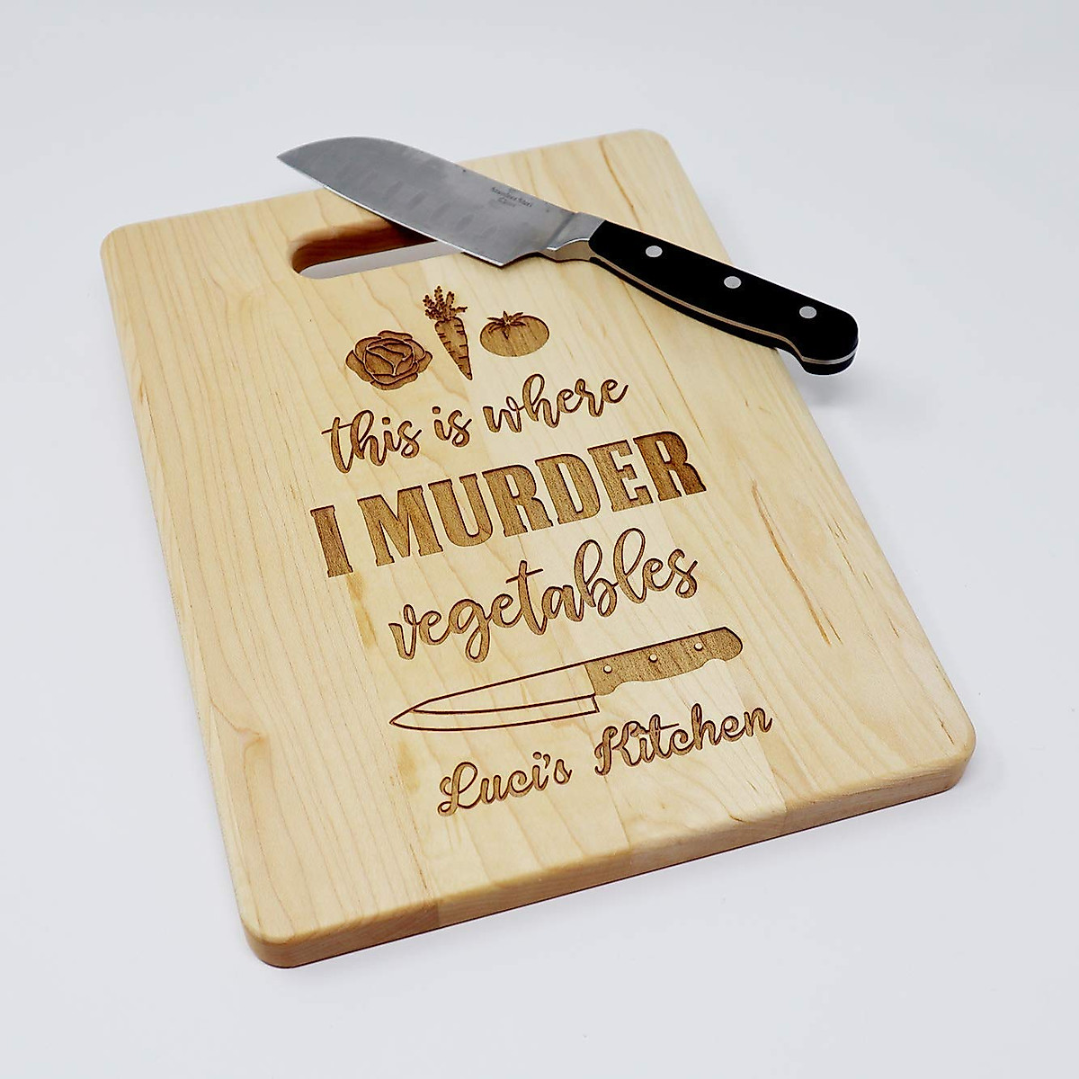 This is Where I Murder Vegetables Personalized Maple Cutting Board 9 x 12, Housewarming, Wedding Gift, Bridal Shower #2219