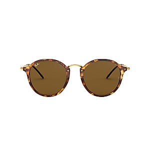 Ray-Ban RB2447 Round Sunglasses, Spotted Brown Havana/B-15 Brown, 49 mm + 0