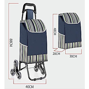 Folding Shopping Cart, Stair Climbing Cart with Swivel Wheels Grocery Utility Cart Hand Cart Lightweight Folding Shopping Cart Easy to Clean (Blue 50 Pounds Capacity) (Blue 50 Pounds Capacity)