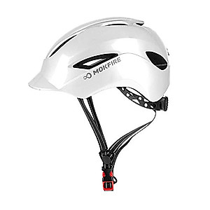 Adult Bicycle Helmet Classic Urban Commuter Bike Helmet Hat Tongue Design Rechargeable USB Safety Light Road Cycling Helmet Adjustable Size for Men Women 22.44-24.41 Inches(Pearl White)