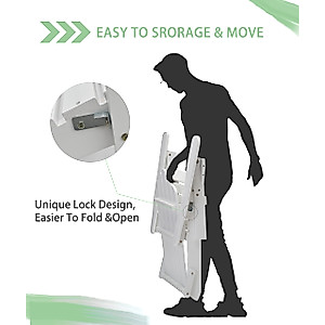 Anraja Outdoor Patio Wood Folding Adirondack Chair Outside with Cushion for Outdoor Porch, Yard, Garden, Pool, White