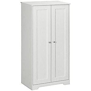 HOMCOM Kitchen Pantry Storage Cabinet, Freestanding Kitchen Cupboard with 2 Doors, Adjustable Shelves for Dining Room, White