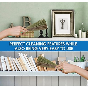 SN SKENNOVA - 12 inch Tall of Whisk Duster Brush Broom Grass wisk Broom Bamboo Grass Handcrafted Woven Nylon Thread Handle Color are on Random (Brown)