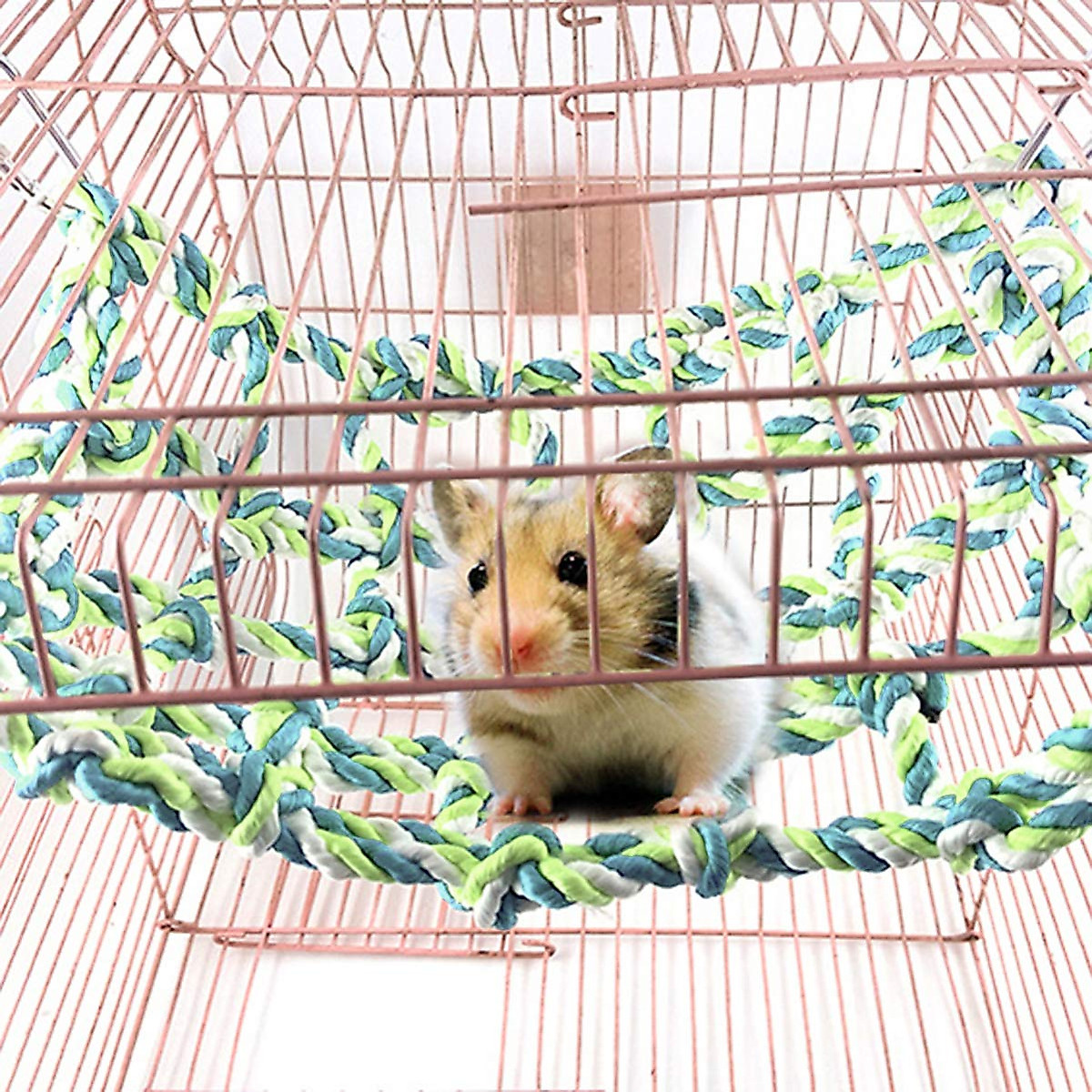 TEHAUX Rat Cage Accessories Toy for Parrots Ferret Hammock for Cage Small Animal Rope Net Ferret Climbing Rope Net Swing Toy for Parrot Bird Toys Parrot Toys Hamster Toys Pet Hammock Net