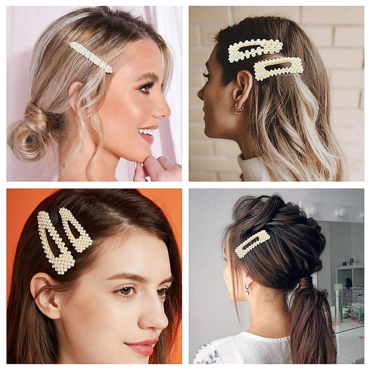 laxizar 18 Pcs Pearl Hair Clips Large Hair Clips Barrette Hair for Women Girls Fashion Hair Accessories