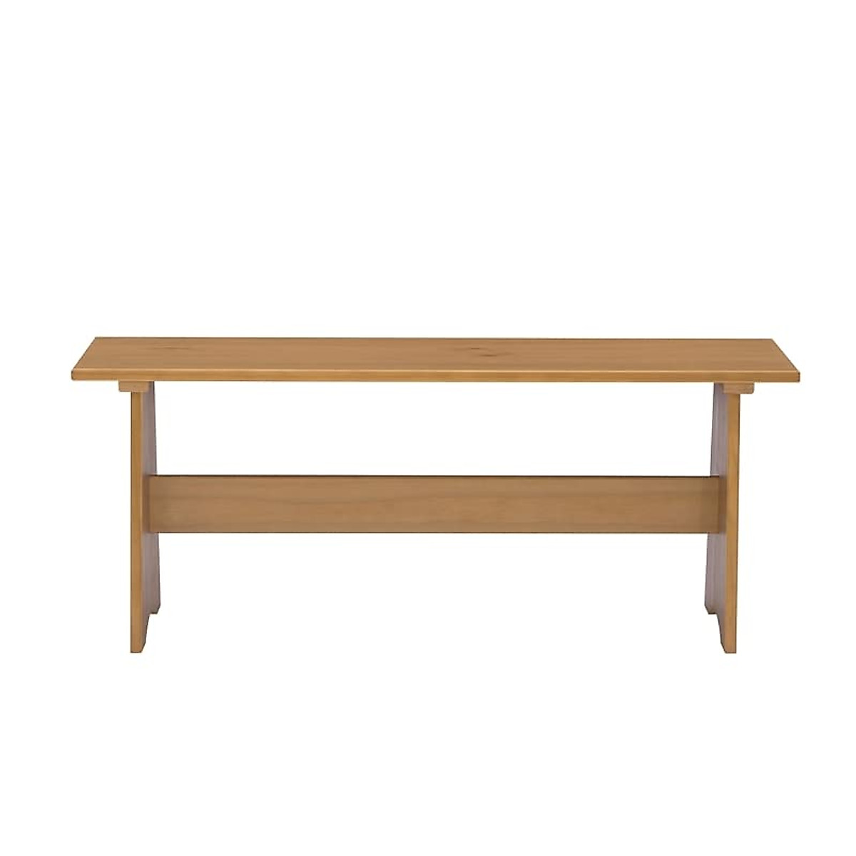 Linon Delk Pine Wood Large Backless Bench in Honey