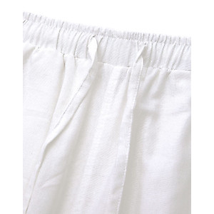 Bonnorth Women's Linen Beach Capri Pants Womens Lounge Loose Running Pants for Women Wide Leg Plus Size Casual Pants for Women Yoga Golf Lightweight Pants White L