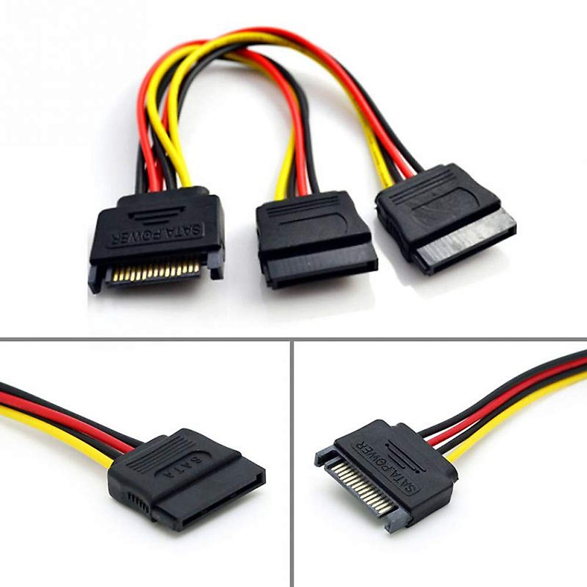 ANRANK High Speed SATA Power 15-pin Male to Dual 15-pin Female Y-Splitter Cable Adapter for HDD Hard Drive